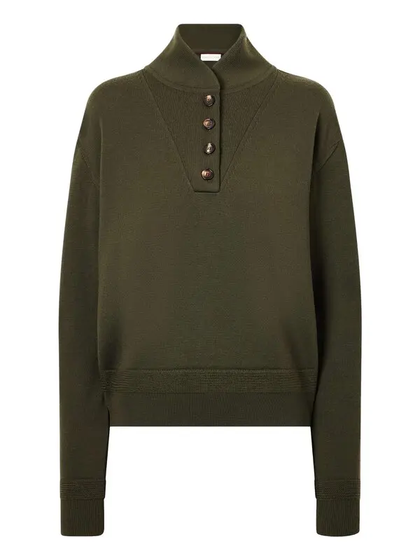Veronica De Piante Alicia Wool Polo Shirt - Dark Green
