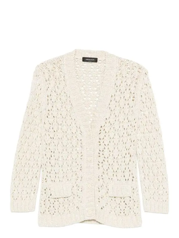 Fabiana Filippi Cotton V-necked Cardigan - White
