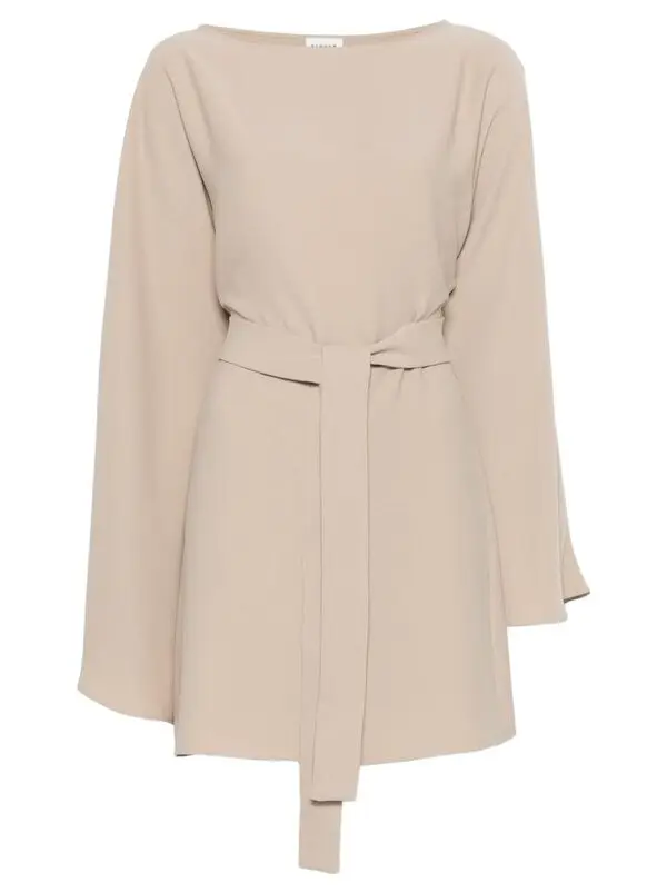 PAROSH Short Dress With Belt - Beige