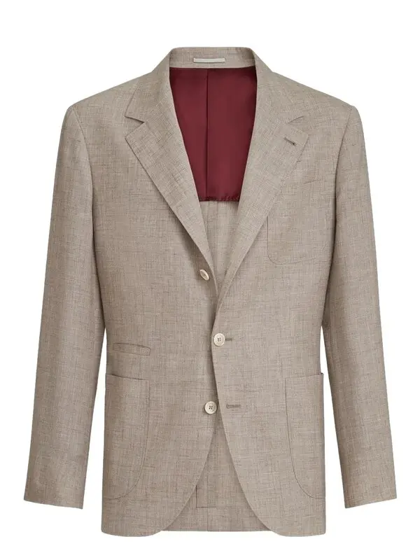 Brunello Cucinelli Linen And Silk Single-breasted Jacket - Beige