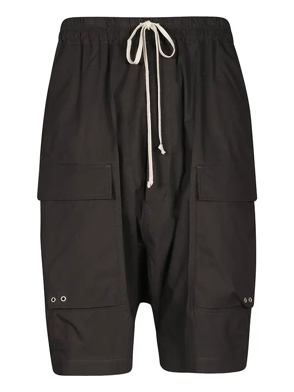 Rick Owens Cargo Bermuda Shorts With Drawstring - Black