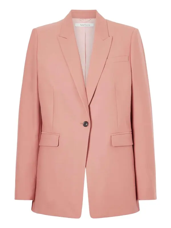 Another Tomorrow Grain De Poudre Wool Blazer - Antique Rose