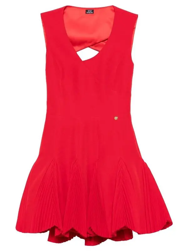 CATALINA Mini Dress With Pleats And Criss-cross Back - Red