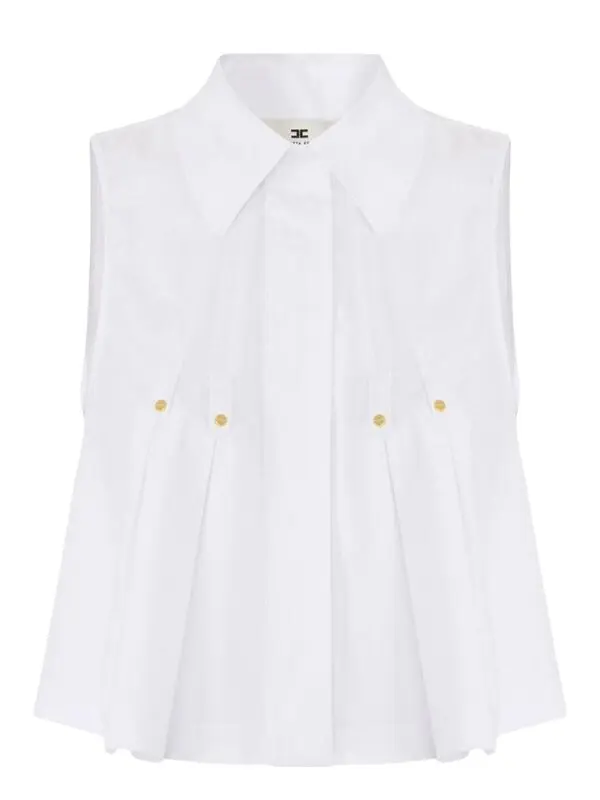 Elisabetta Franchi Cotton Sleeveless Shirt - White