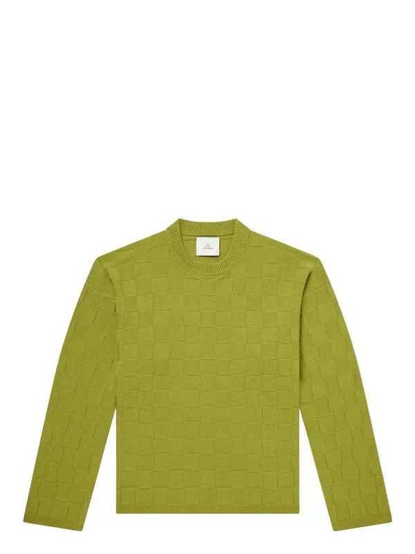 THE ELDER STATESMAN Culver Checked Cashmere Sweater - Green