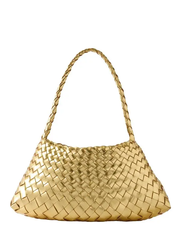 Dragon Diffusion Rosanna Mini Woven Metallic Leather Tote - Gold