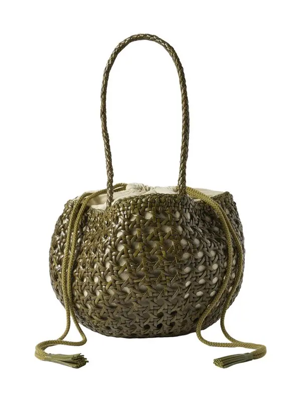Dragon Diffusion Juventus Woven Leather Bucket Bag - Green
