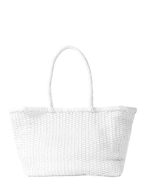 Dragon Diffusion B Weave Big Woven Leather Tote - White