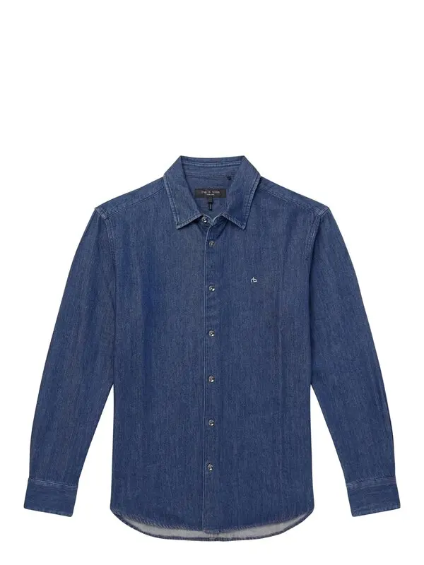 Rag & Bone Tomlin Embroidered Denim Shirt - Blue