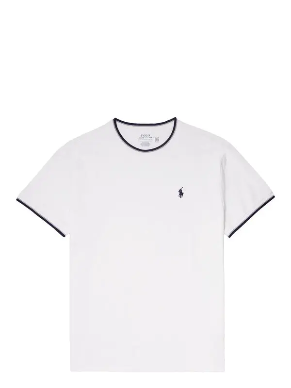 Polo Ralph Lauren Contrast-tipped Embroidered Cotton-blend Jersey T-shirt - White