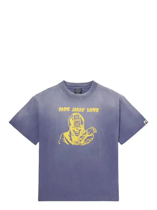 SAINT MXXXXXX Bape® Distressed Printed Cotton-jersey T-shirt - Blue