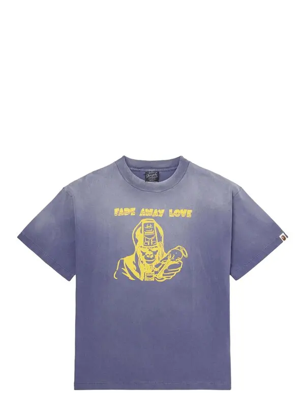 SAINT MXXXXXX Bape® Distressed Printed Cotton-jersey T-shirt - Navy