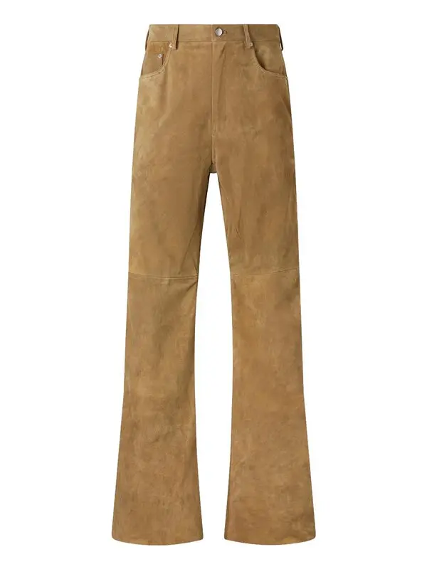 Rick Owens Geth Panelled Wide-leg Suede Trousers - Brown