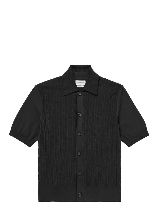 Oliver Peoples Rossell Cable-knit Organic Cotton Shirt - Black