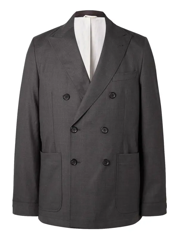 Oliver Spencer Miro Double-breasted Suit Jacket - Brown