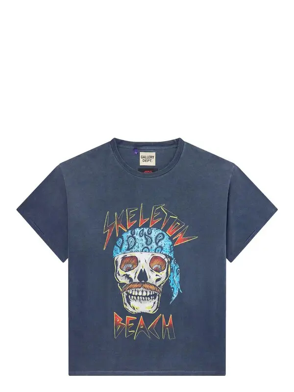GALLERY DEPT. Skeleton Beach Distressed Printed Cotton T-shirt - Black