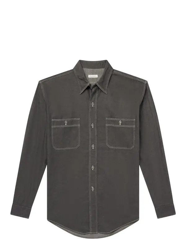 KAPTAIN SUNSHINE Work Suvin Cotton And Hemp-blend Shirt - Black
