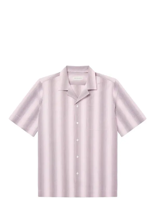 Dries Van Noten Camp-collar Striped Cotton-poplin Shirt - Pink