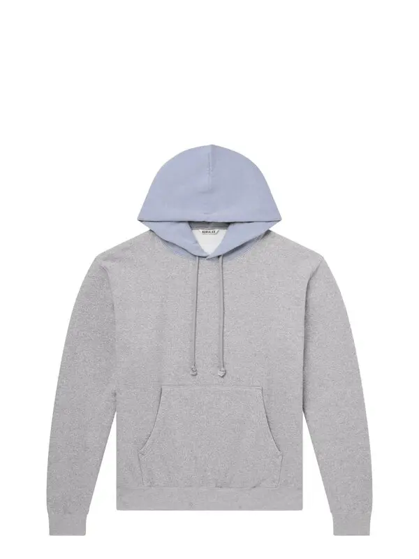 Auralee Two-tone Cotton-jersey Hoodie - Gray