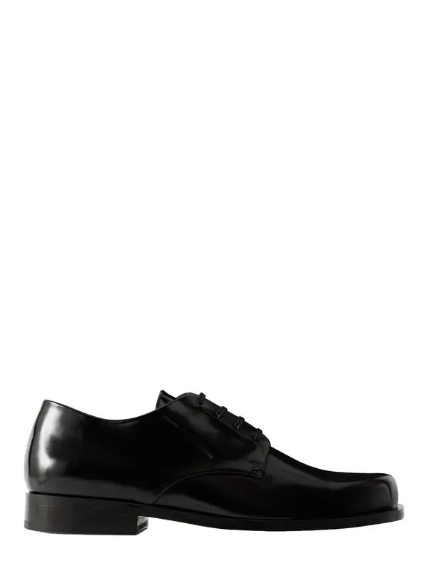 Ami Polished-leather Derby Shoes - Black