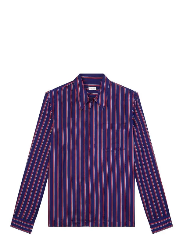 Dries Van Noten Striped Crepe Shirt - Purple