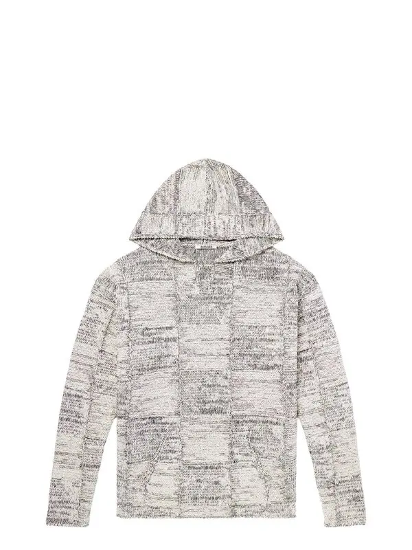 Auralee Patchwork Cotton And Linen-blend Hoodie - Gray