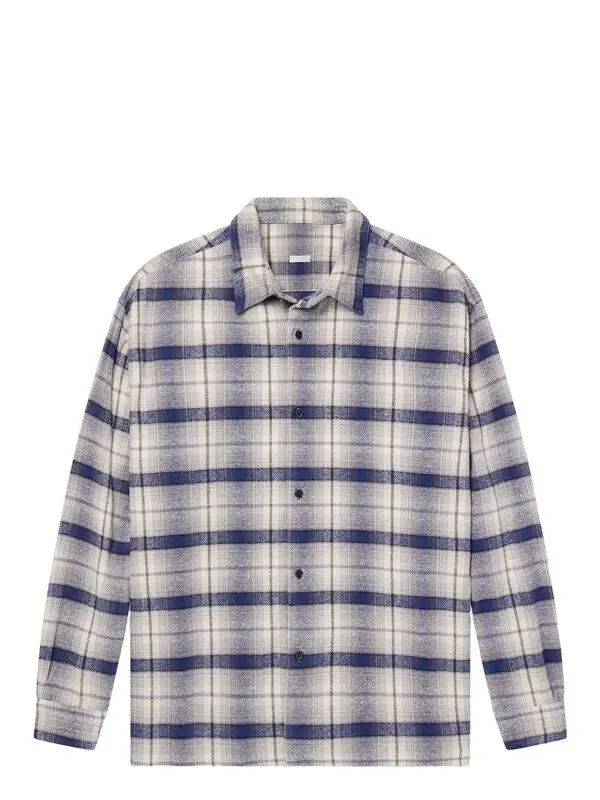A.PRESSE Checked Cotton And Silk-blend Twill Shirt - Blue