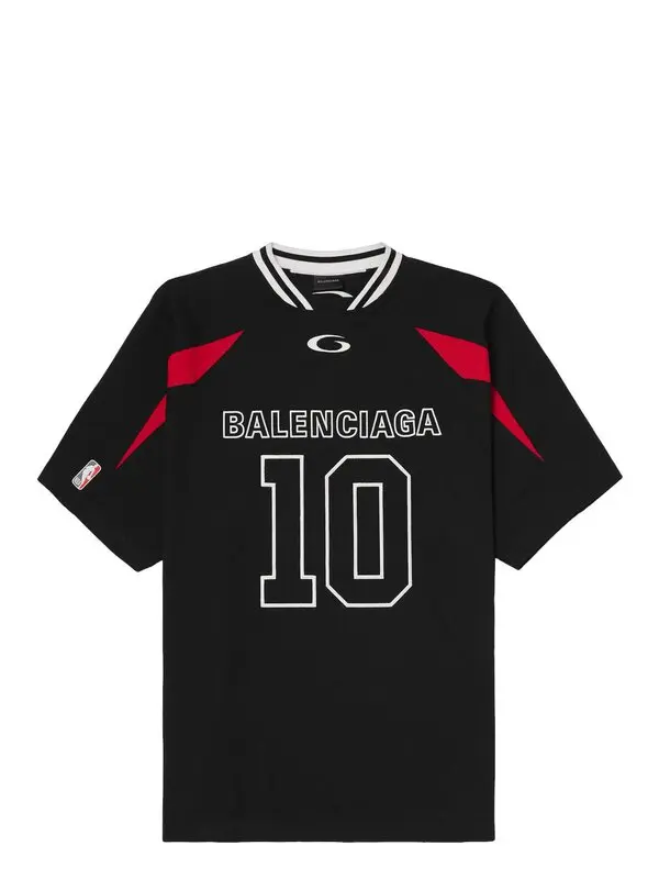 Balenciaga Nba Oversized Logo-embroidered Cotton-jersey T-shirt - Black