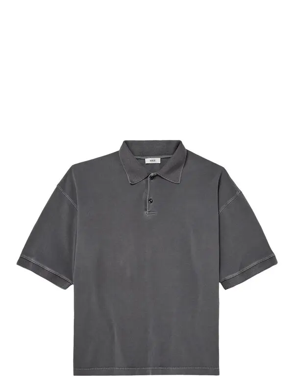 AGOLDE Curren Cotton-jersey Polo Shirt - Gray