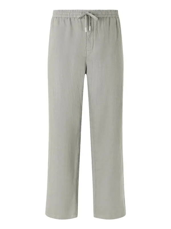 Mr P. Edward Straight-leg Linen Drawstring Trousers - Gray