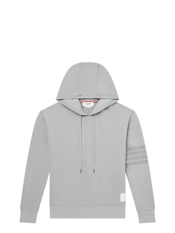 Thom Browne Striped Cotton-jersey Hoodie - Gray