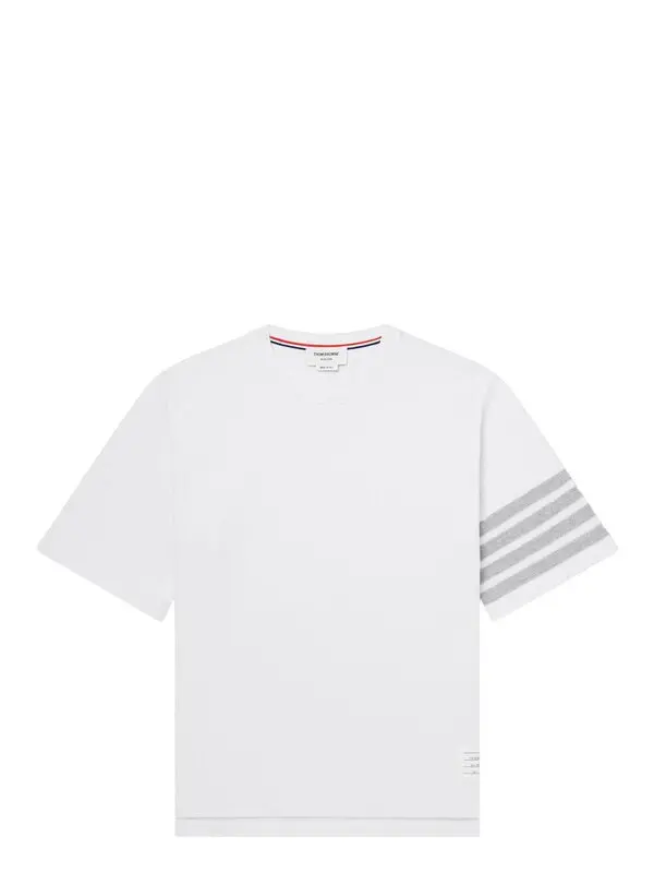 Thom Browne Striped Cotton-piqué T-shirt - White