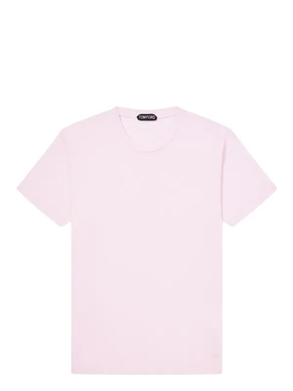 TOM FORD Slim-fit Logo-embroidered Cotton And Silk-blend Jersey T-shirt - Pink