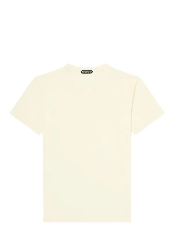 TOM FORD Slim-fit Logo-embroidered Cotton And Silk-blend Jersey T-shirt - Yellow