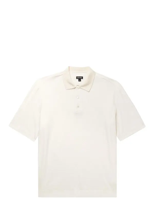 Zegna Cotton And Silk-blend Polo Shirt - White