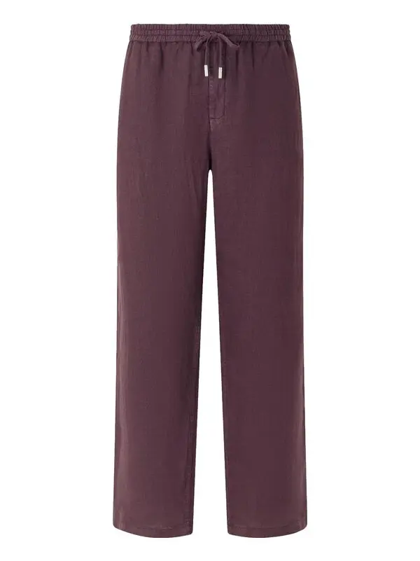 Mr P. Edward Straight-leg Linen Trousers - Burgundy