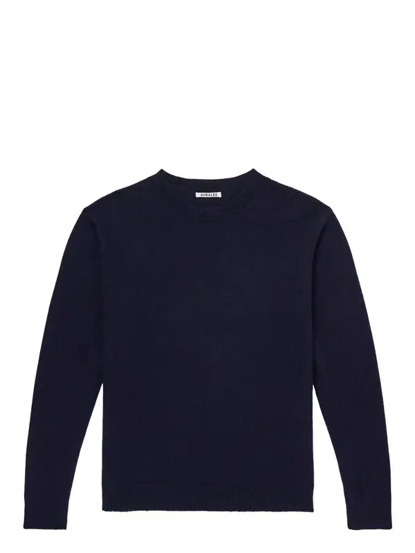 Auralee Brushed Cashmere And Cotton-blend Sweater - Blue