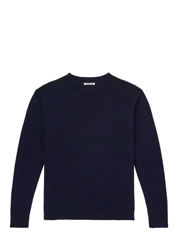 Auralee Brushed Cashmere And Cotton-blend Sweater - Navy