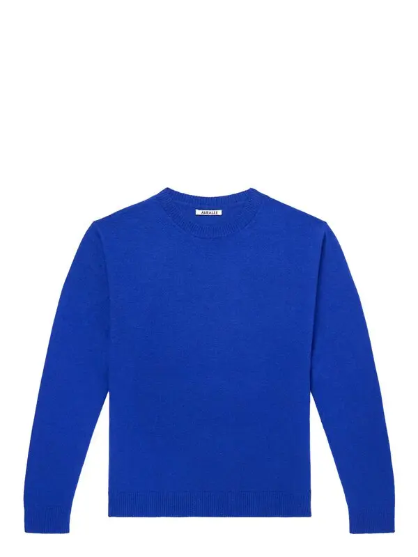 Auralee Brushed Cashmere And Cotton-blend Sweater - Blue