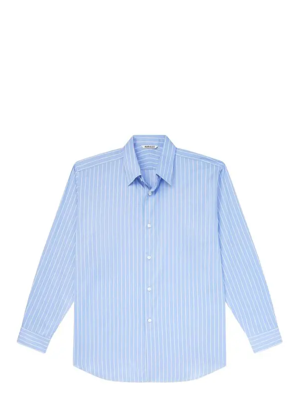 Auralee Striped Cotton And Silk-blend Shirt - Blue