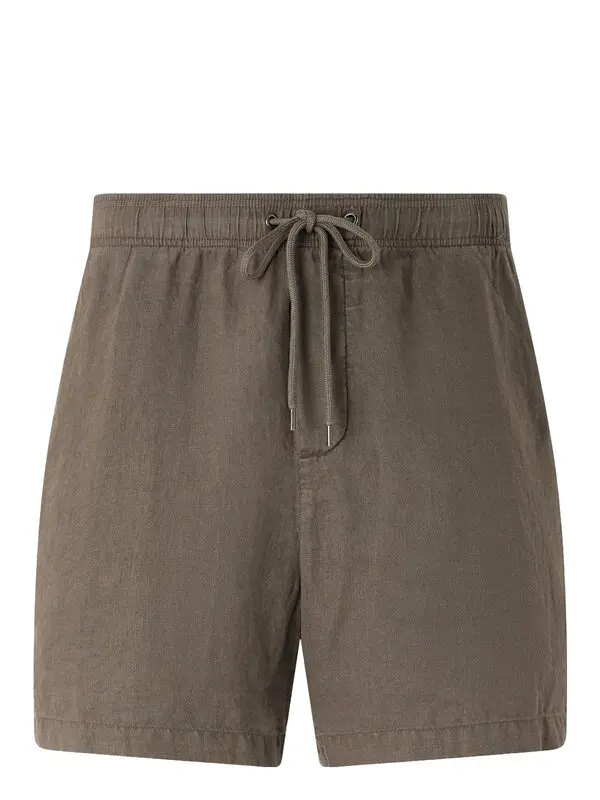 JAMES PERSE Straight-leg Garment-dyed Linen Drawstring Shorts - Green