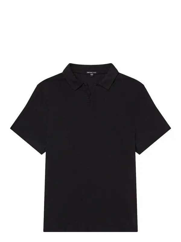 JAMES PERSE Open-collar Cotton-jersey Polo Shirt - Black