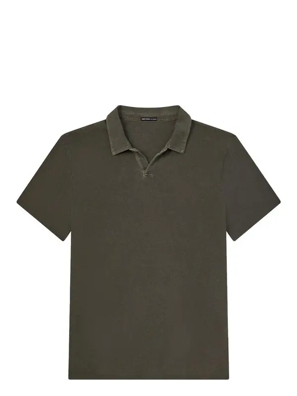 JAMES PERSE Open-collar Cotton-jersey Polo Shirt - Green