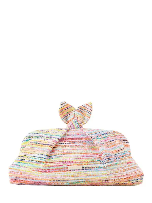 AQUAZZURA Bow Tie Tweed Clutch - Multi