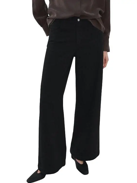 Mango Wide Leg Jeans - Black Denim