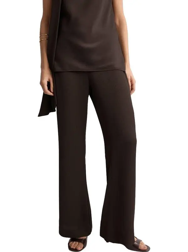 Mango Satin Straight-leg Trousers - Chocolate