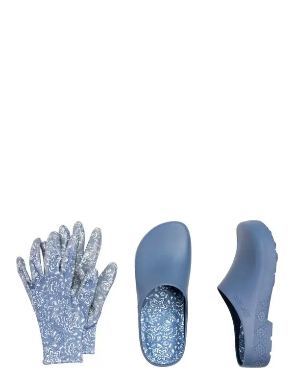 MUK LUKS Garden Clog And Glove Set - Denim Floral