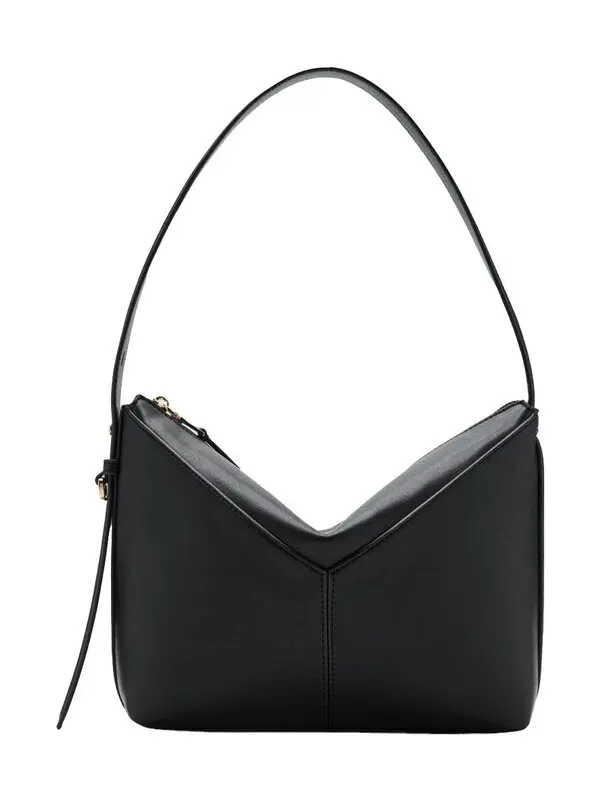 Mango Adjustable Faux Leather Shoulder Bag - Black