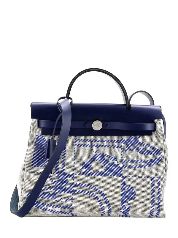 HERMES Herbag Zip Relief Brides De Gala Toile And Leather 31 - Bleu Saphir