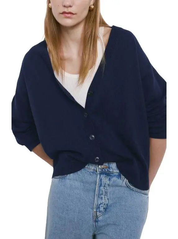 Mango V-neck Cardigan - Dark Navy